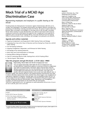 Fillable Online mcle Mock Trial of a MCAD Age FACULTY Discrimination ...