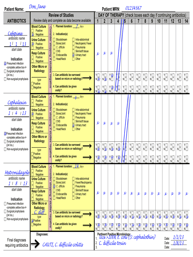 Fillable Online uphs upenn Patient Name: Patient MRN Doe, Jane 01234567 ...