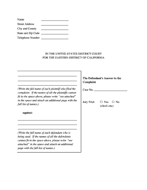 Fillable Online caed uscourts Pro Se Answer Form.docx - caed uscourts ...