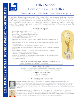Fillable Online lba Teller School: Developing a Star Teller - Louisiana ...