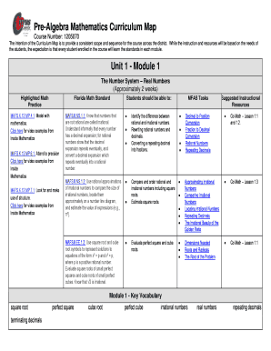 Fillable Online Pre-algebra Mathematics Curriculum Map Fax Email Print 
