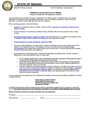 Fillable Online in TRANSFER OF OUT-OF-STATE TITLE TO INDIANA Fax Email ...