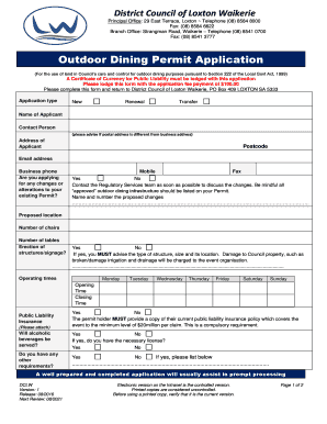 Fillable Online Outdoor Dining Permit Application - loxtonwaikerie.sa ...