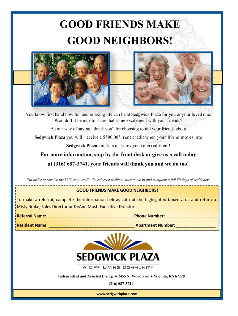 Fillable Online GOOD FRIENDS MAKE GOOD NEIGHBORS! Fax Email Print ...