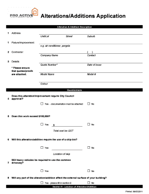 Fillable Online PASM0009 Alterations Additions application template.doc Fax Email Print - pdfFiller