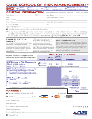 Fillable Online CUES SCHOOL O f RISK MANAGEMENT Fax Email Print - pdfFiller