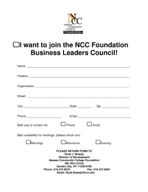 Fillable Online ncc I want to join the NCC Foundation Business Leaders ...
