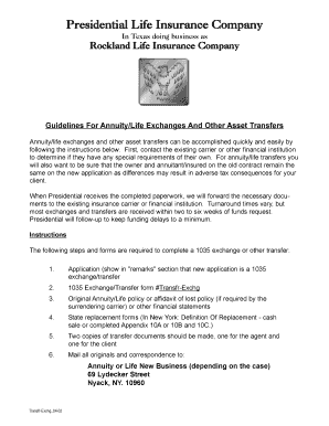 Fillable Online Guidelines For Annuity/Life Exchanges And Other Asset ...