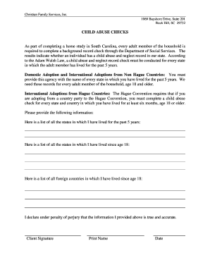 Fillable Online CHILD ABUSE CHECKS - christianfamilyservices.org Fax ...