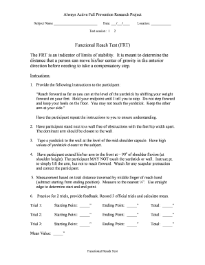 Fillable Online FUNCTIONAL REACH TEST - PTA Global Fax Email Print ...