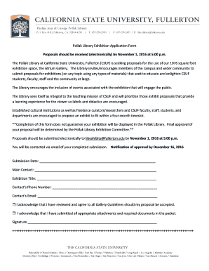 Fillable Online library fullerton Pollak Library Exhibition Application Form, page 2 of 4 Fax ...