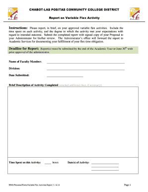Fillable Online clpccd Report on Variable Flex Activity - Chabot-Las Positas Community ... Fax ...