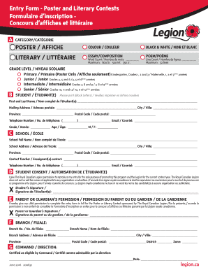 Fillable Online Entry Form - Poster and Literary Contests Formulaire d ...