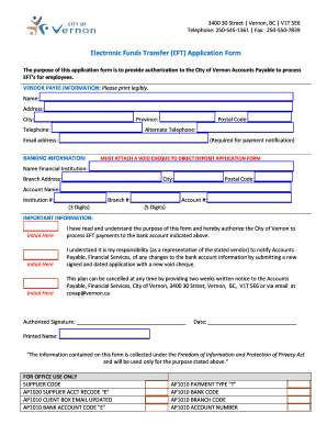 Fillable Online Electronic Funds Transfer (EFT) Application Form Fax ...