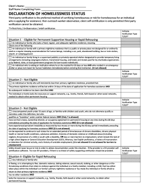 Fillable Online DECLARATION OF HOMELESSNESS STATUS Fax Email Print ...