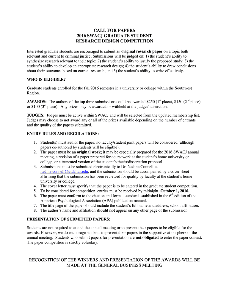 Fillable Online RESEARCH DESIGN COMPETITION Fax Email Print - pdfFiller