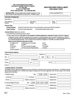 Fillable Online nj NEW PROVIDER ENROLLMENT FOR ADULT SITE Fax Email ...