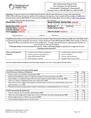 Fillable Online Prior Authorization Request Form Non-Formulary Growth ... Fax Email Print ...