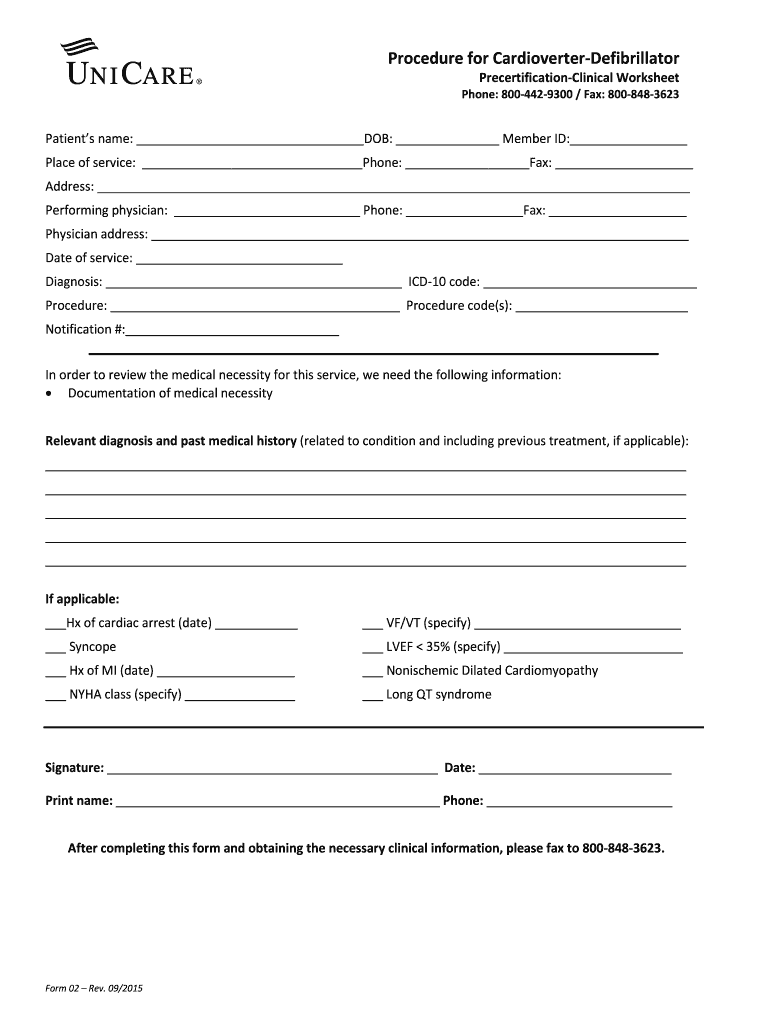 Fillable Online Procedure for Cardioverter-Defibrillator Fax Email ...