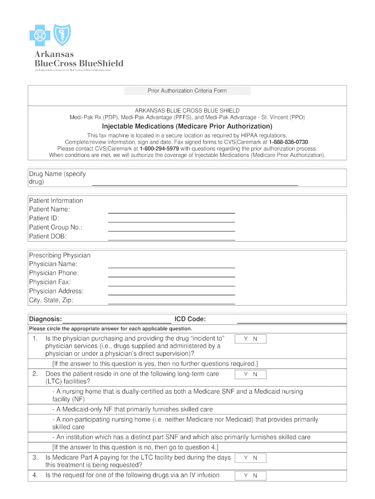 Fillable Online Injectable Medications Prior Authorization Criteria Form.docx Fax Email Print ...