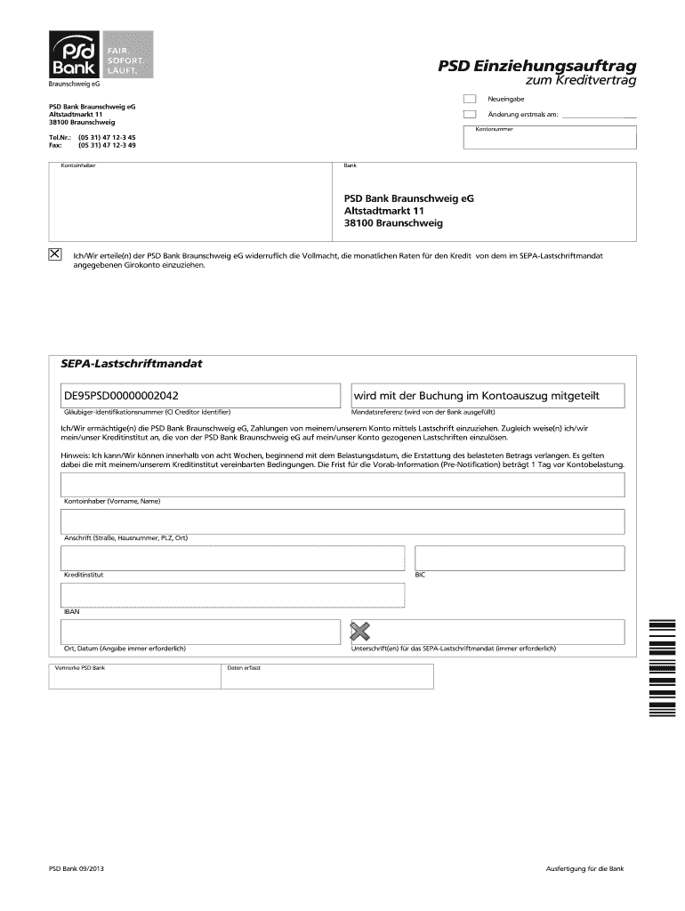 Fillable Online psd-braunschweig PSD Bank Braunschweig eG - psd ...