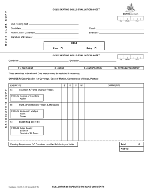Fillable Online GOLD SKATING SKILLS EVALUATION SHEET HOME CLUB COPY ...