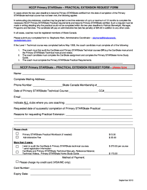 Fillable Online NCCP Primary STARSkate PRACTICAL EXTENSION REQUEST FORM ...