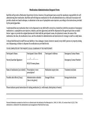 Fillable Online Medication Administration Request Form.docx Fax Email ...