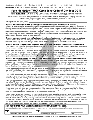 Fillable Online mcgawymca Form 4 Code of Conduct 2013 - McGaw YMCA Fax ...