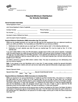 Fillable Online Required Minimum Distribution for Annuity Contracts ...