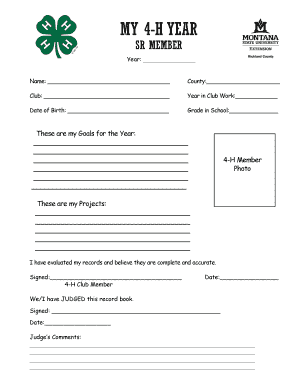 Fillable Online msuextension MY 4-H YEAR Fax Email Print - pdfFiller