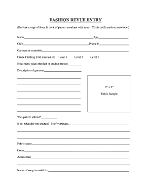 Fillable Online msuextension FASHION REVUE ENTRY - MSU Extension Fax ...