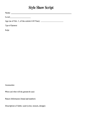 Fillable Online msuextension Style Show Script - MSU Extension Fax ...