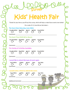 Fillable Online odhc Survey Kids Health Fair - odhc.org Fax Email Print ...