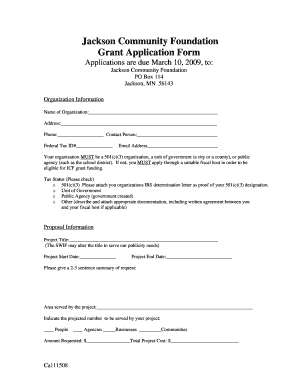 Fillable Online Jackson Community Foundation Grant Application Form Fax ...