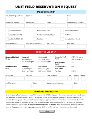 Fillable Online UNIT FIELD RESERVATION REQUEST - yuma.usmc-mccs.org Fax Email Print - pdfFiller