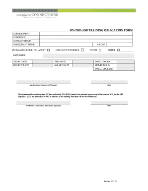 Fillable Online ON-THE-JOB TRAINING OBLIGATION FORM Fax Email Print ...
