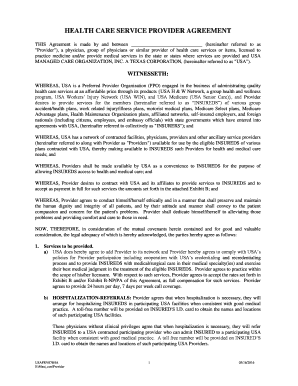 Fillable Online HEALTH CARE SERVICE PROVIDER AGREEMENT Fax Email Print ...