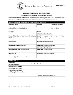 Fillable Online bsp gov REMIT Form 3 - bsp gov Fax Email Print - pdfFiller