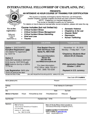 Fillable Online ifoc NOTE: Chaplaincy is a licensed designation - ifoc ...