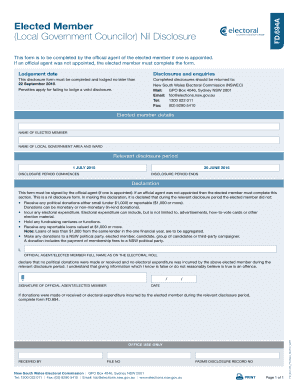 New South Wales Electoral Commission FD.694 A Elected Member (Local ...
