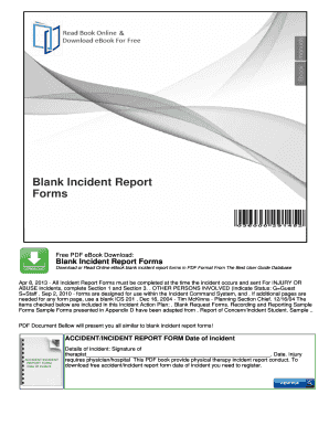 Fillable Online Blank Incident Report Forms - mybooklibrary.com Fax ...