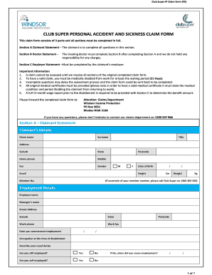 Fillable Online CLUB SUPER PERSONAL ACCIDENT AND SICKNESS CLAIM FORM ...