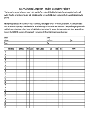 Fillable Online aacs 2016 AACS National Competition Student Non ...