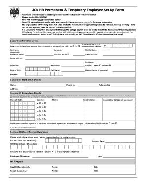 Fillable Online ucd UCD HR Permanent & Temporary Employee Set-up Form ...