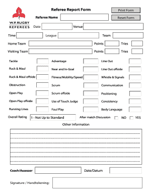 Fillable Online wpclubrugby co Referee Report Form - Western Province ...