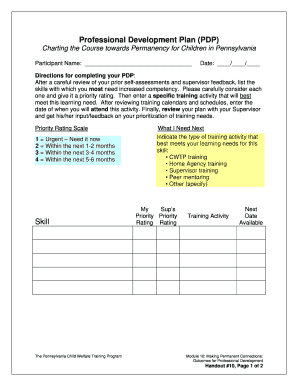 Fillable Online pacwrc pitt Professional Development Plan (PDP ...