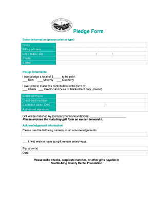 Fillable Online Pledge Form - weo1.com Fax Email Print - pdfFiller