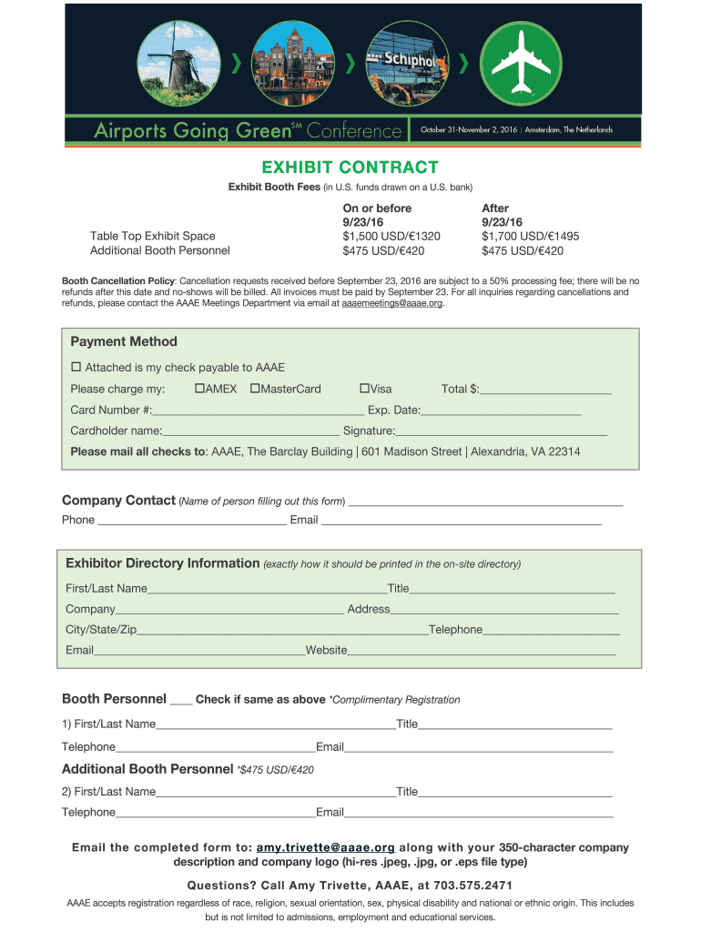 Fillable Online aaae EXHIBIT CONTRACT - aaae.org Fax Email Print ...