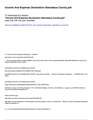 Fillable Online Income And Expense Declaration Stanislaus County Fax ...